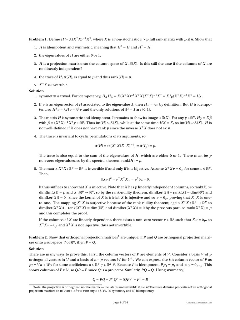 MATH341 Solutions | PDF | Matrix (Mathematics) | Eigenvalues And ...