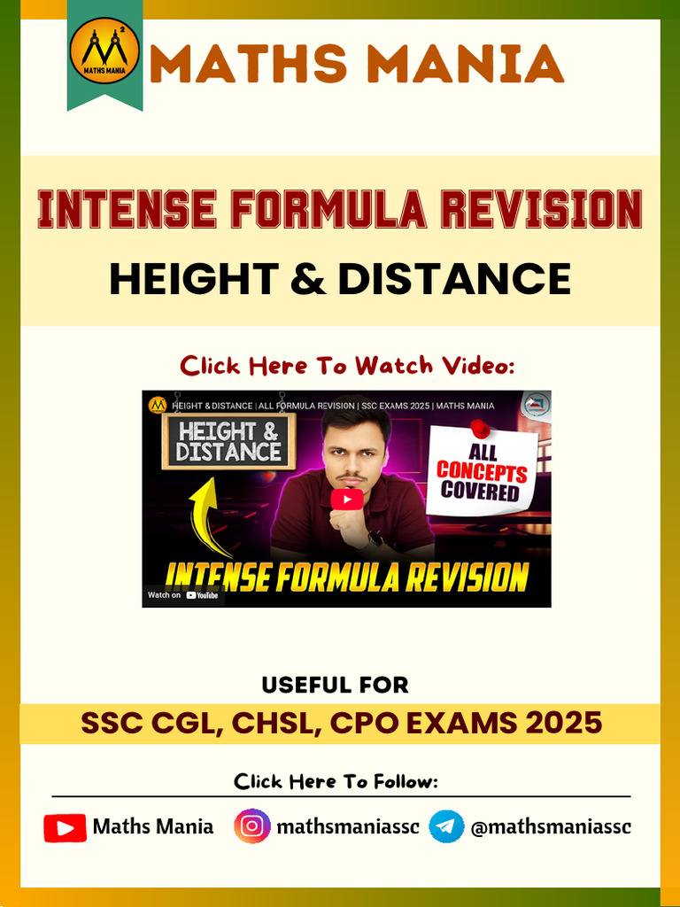 Height & Distance Formula Revision | PDF