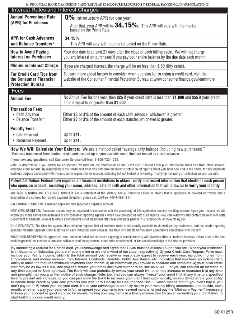 Credit Card Terms and Rates 2025 | PDF | Credit Card | Annual ...