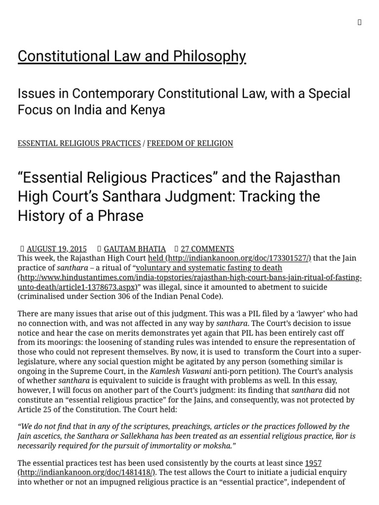 Santhara Judgment: Essential Practices Debate | PDF