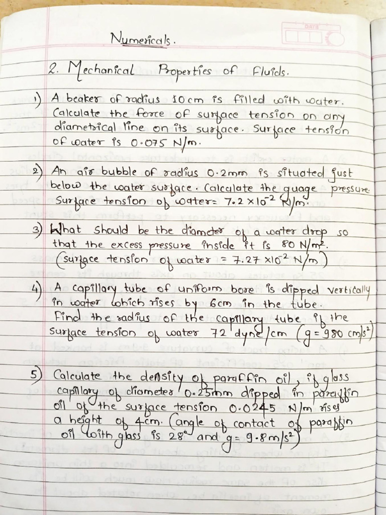 Mechanical Properties of Fluids-Numericals | PDF