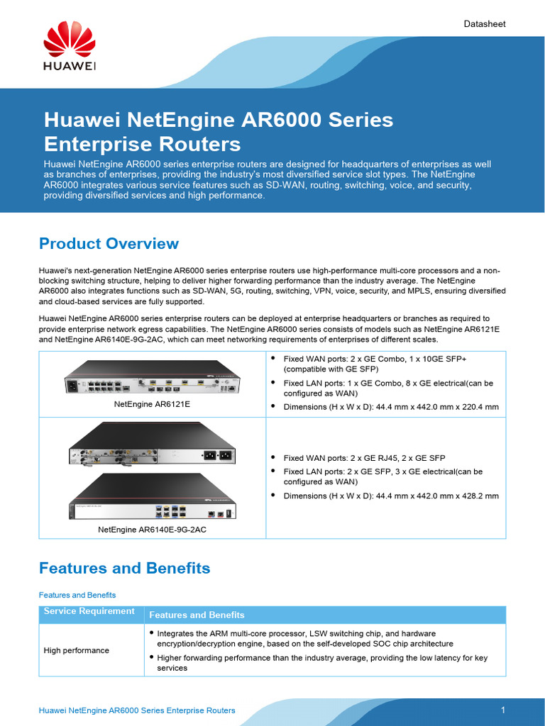 Huawei NetEngine AR6000 Series Overview | PDF | Computer Network ...