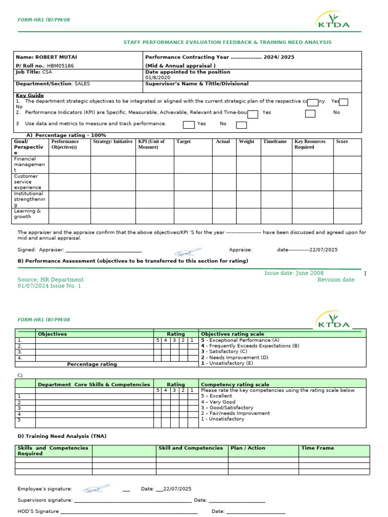 Staff Performance Evaluation 2024-2025 | PDF | Performance Appraisal ...