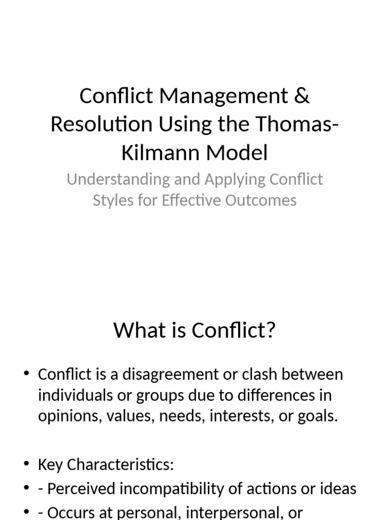 Conflict Management Kilmann Model | PDF | Conflict (Process) | Social ...