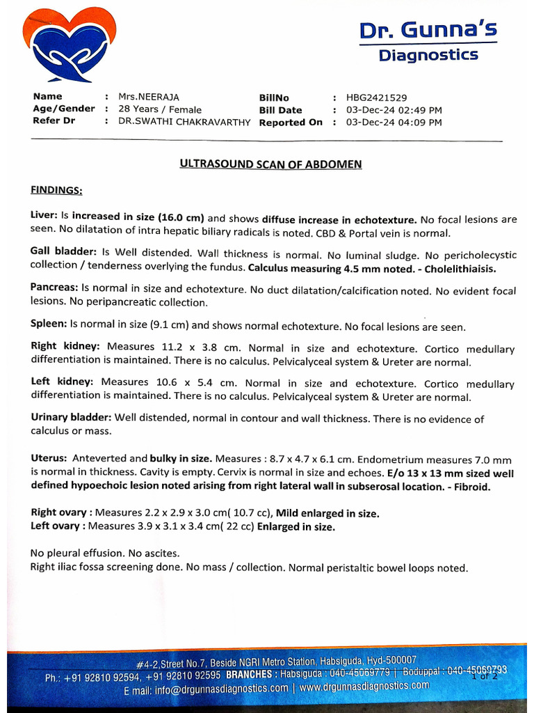 Neeraja Ultra Sound Scan Report | PDF