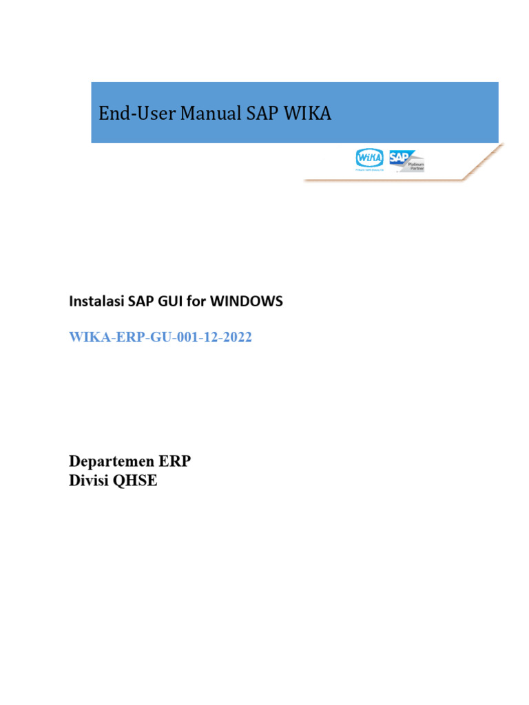 Panduan Instalasi SAP GUI Windows | PDF