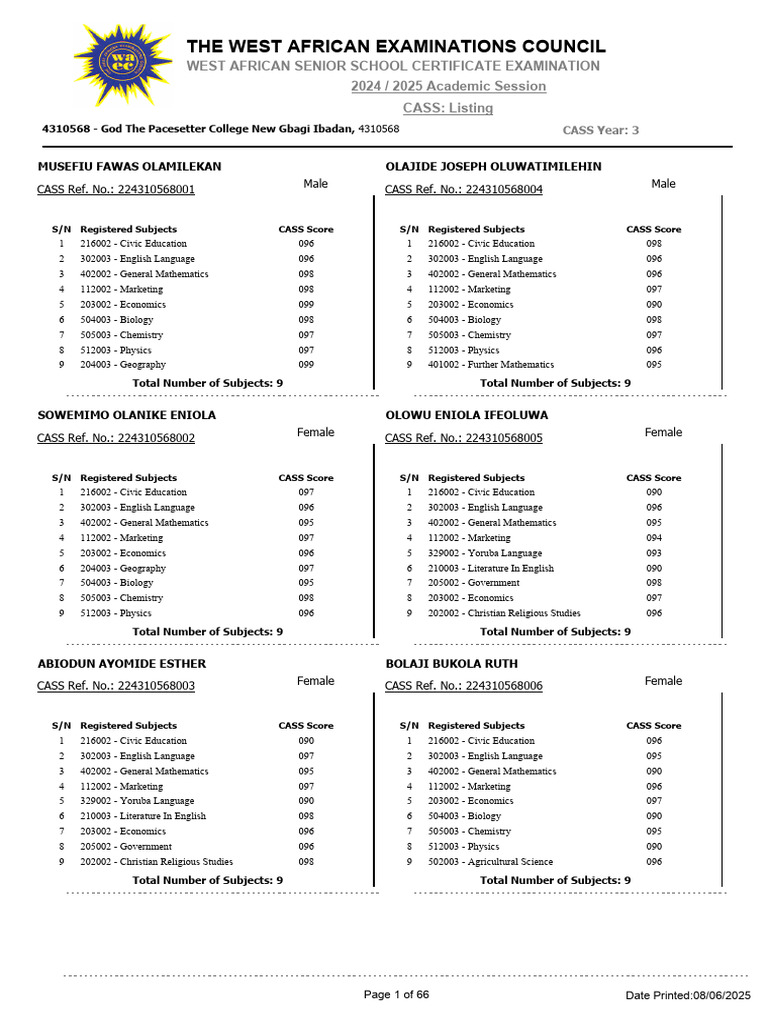 Pace Setter Cass 3 | PDF | Science