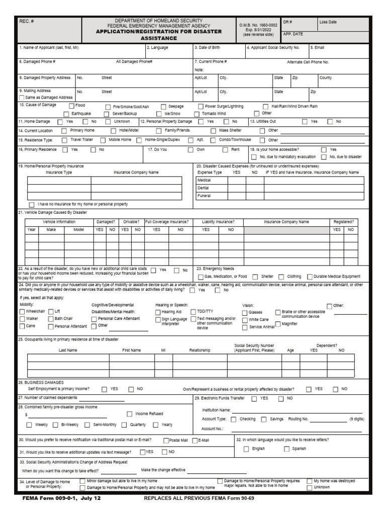 ApplicationSummary Form 9069 | PDF | Federal Emergency Management ...