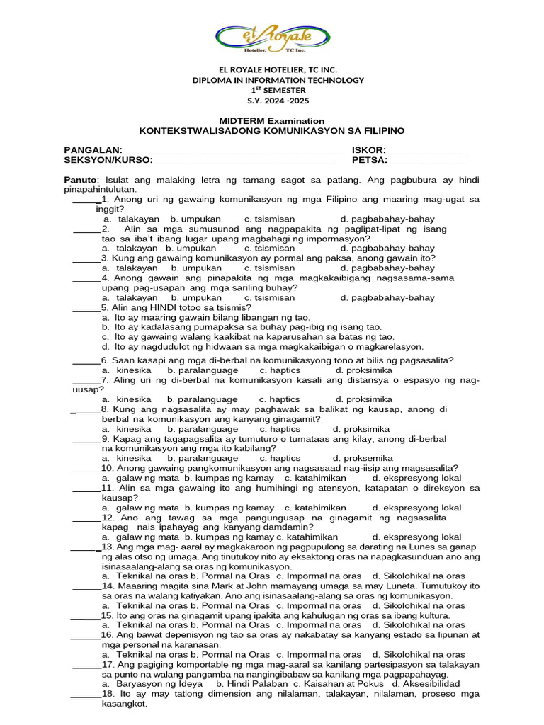 Midterm Eksaminasyon | PDF