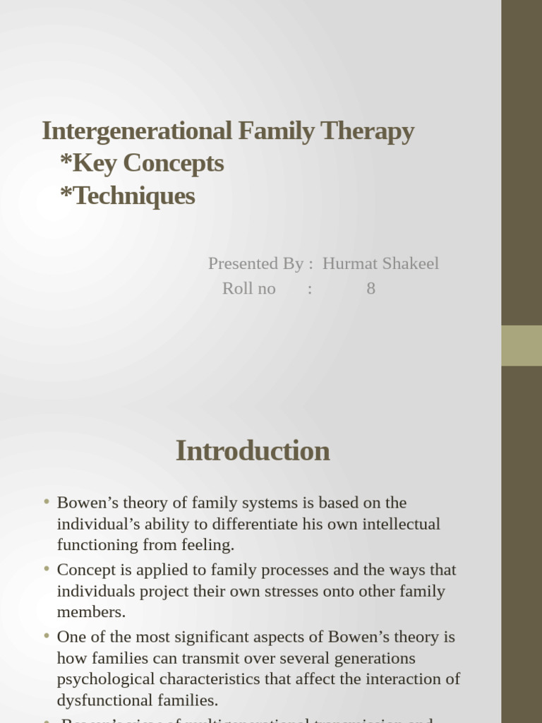 Intergenerational Family Therapy Core Concepts | PDF | Family Therapy | Psychotherapy