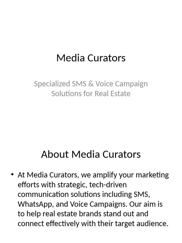 Media Curators Real Estate Pitch | PDF