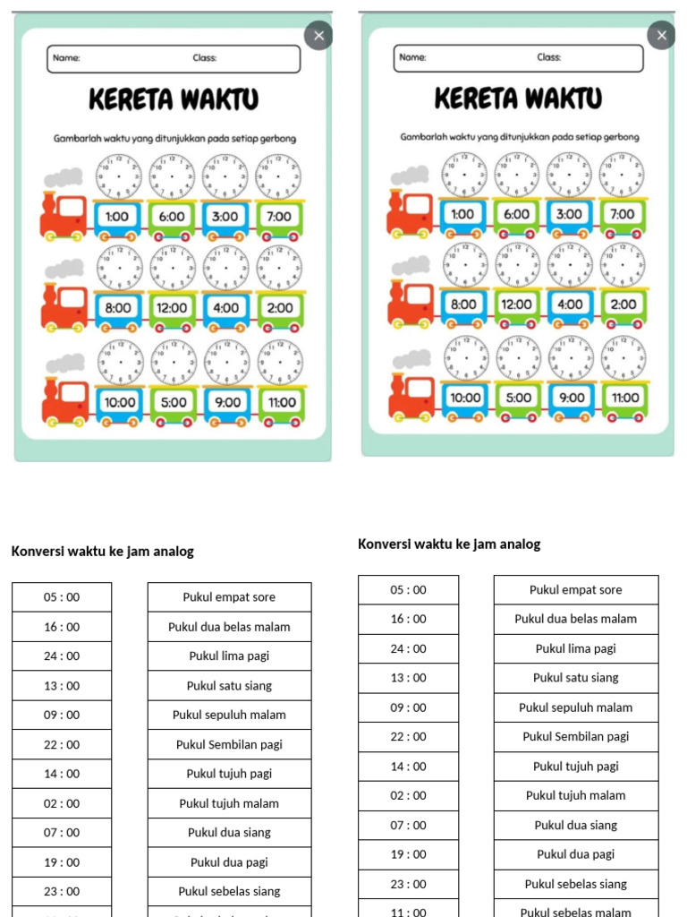 Konversi Waktu ke Jam Analog | PDF