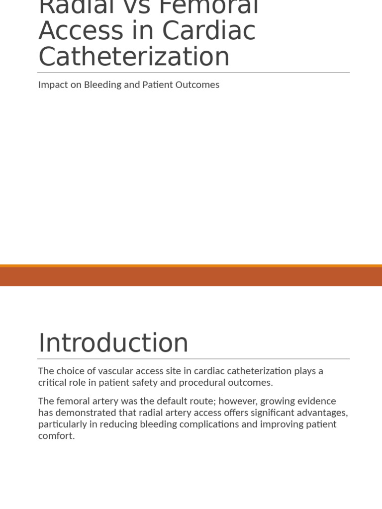 Radial vs. Femoral Access in Catheterization | PDF | Percutaneous ...