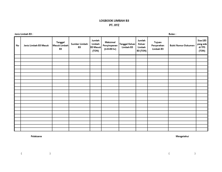 Form Logbook Limbah B3 | PDF