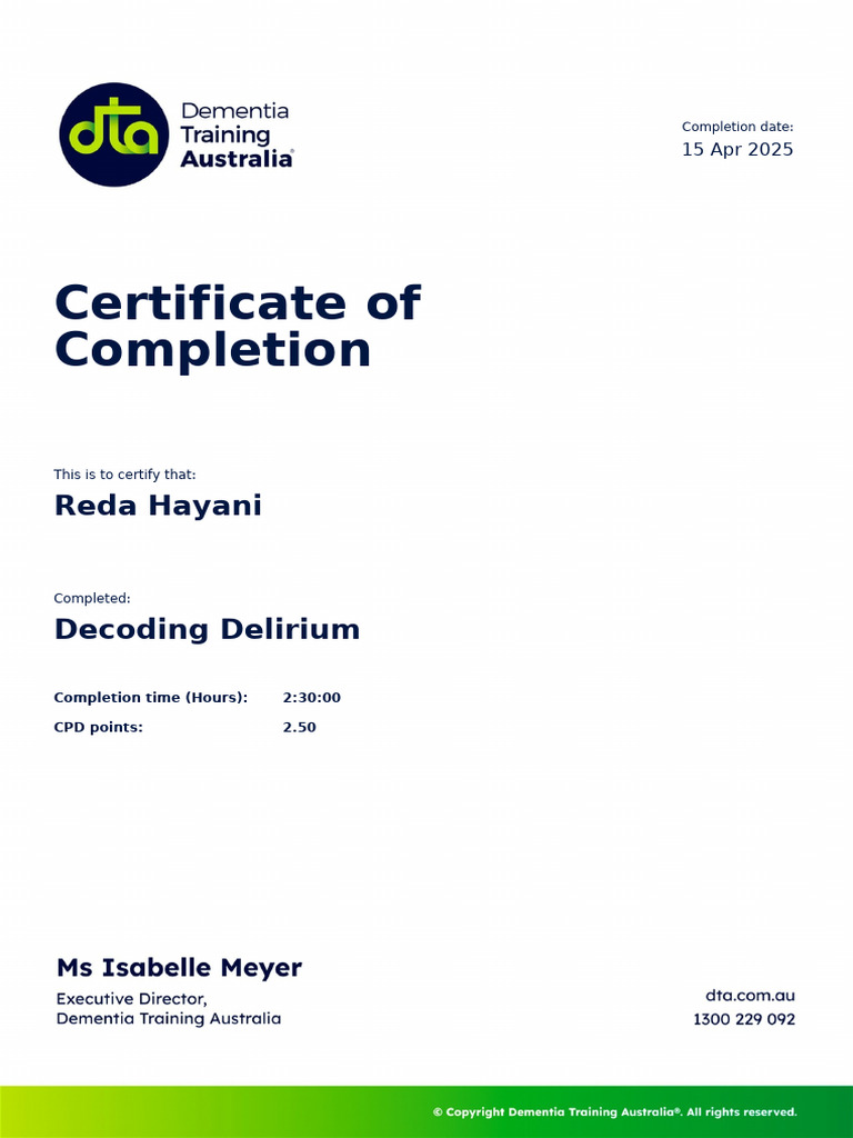 Decoding Delirium Certificate | PDF