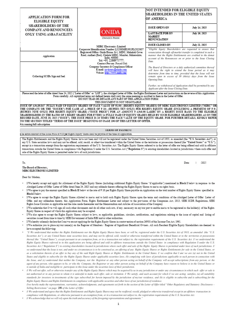 Composite Application Form - 100720251651-Mirc | PDF | Securities (Finance) | Equity (Finance)