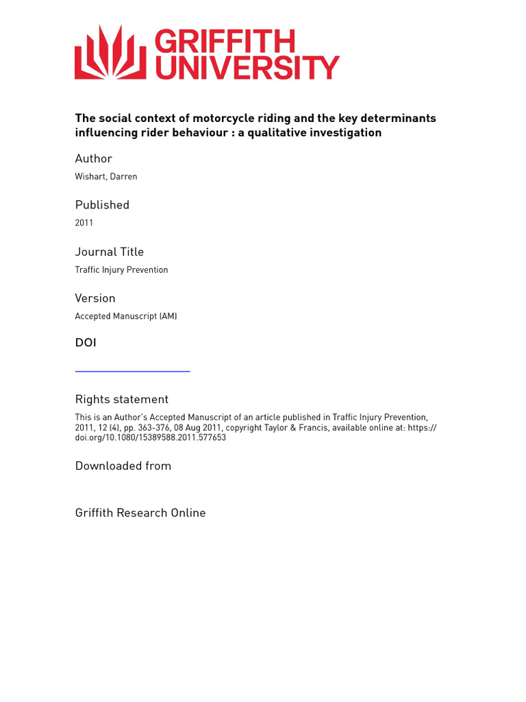 Motorcycle Riding: Social Influences on Behavior | PDF | Focus Group ...