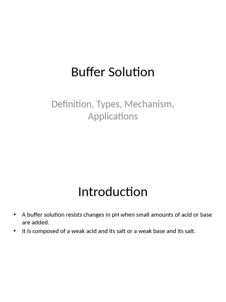 Buffer Solutions: Types and Applications | PDF