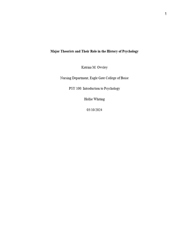 Major Theorists and Their Role in The History of Psychology | PDF ...
