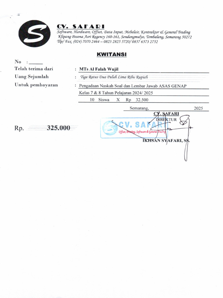 Kwitansi Mts Al Falah Wujil | PDF