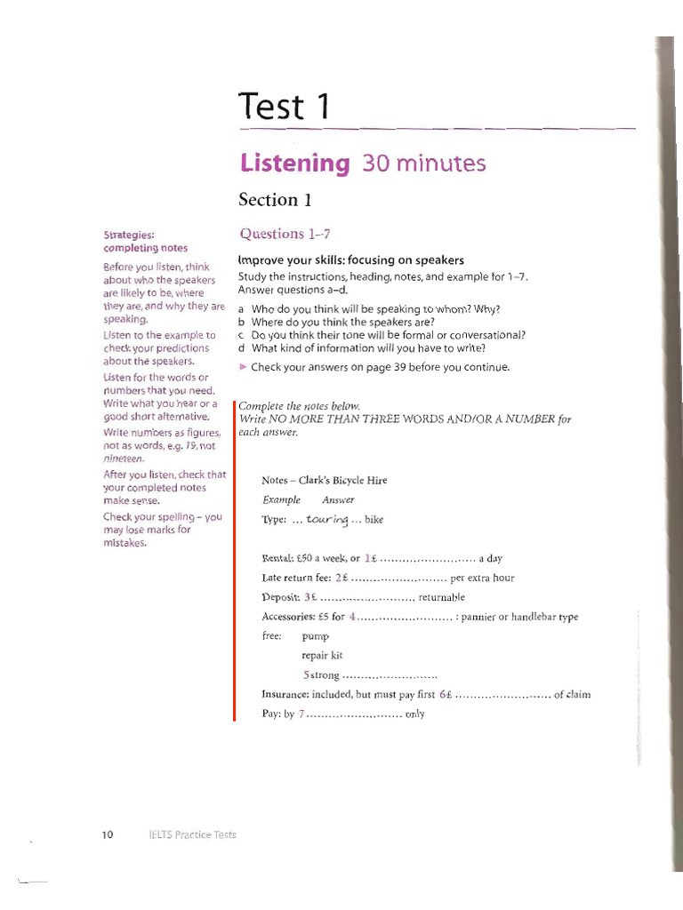 Test 1 - Listening | PDF