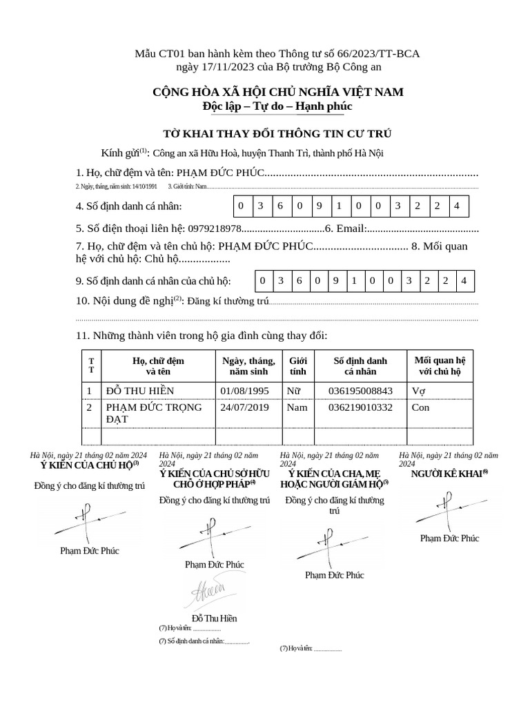 Mẫu CT01 - 66 | PDF