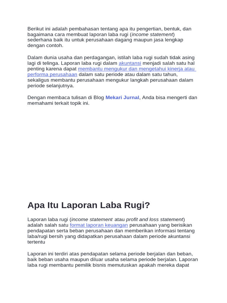 Memahami Laporan Laba Rugi | PDF