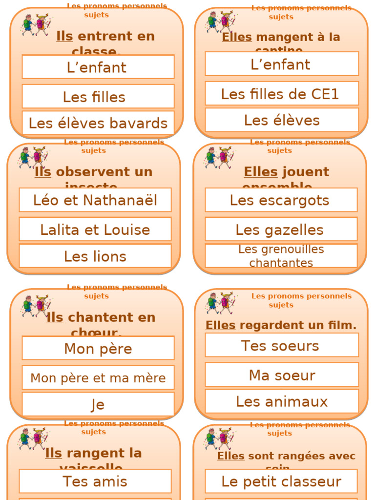 Pronoms personnels pour CM1 | PDF
