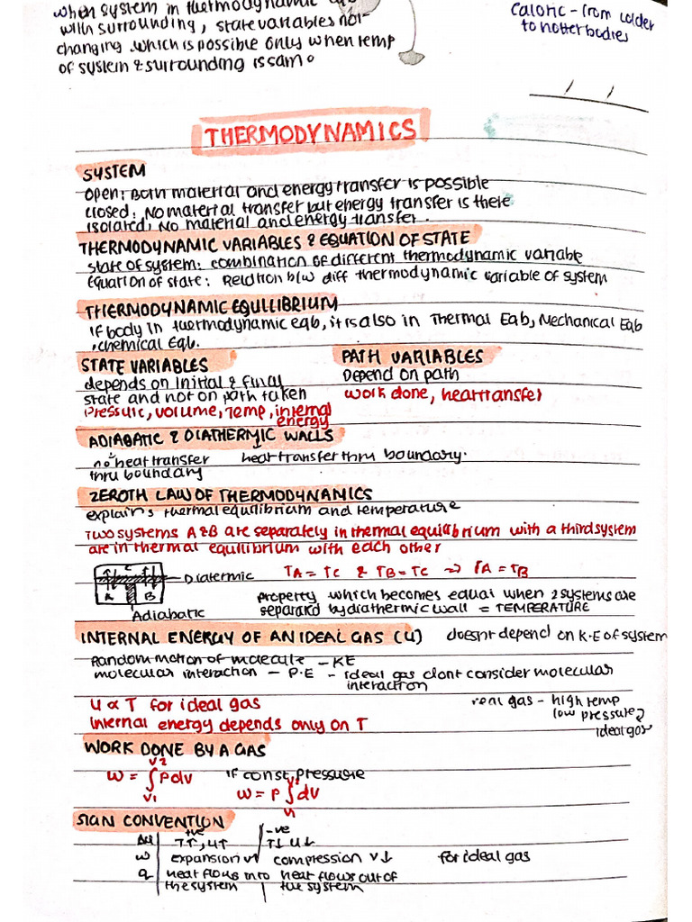 Thermodynamics Short Notes | PDF