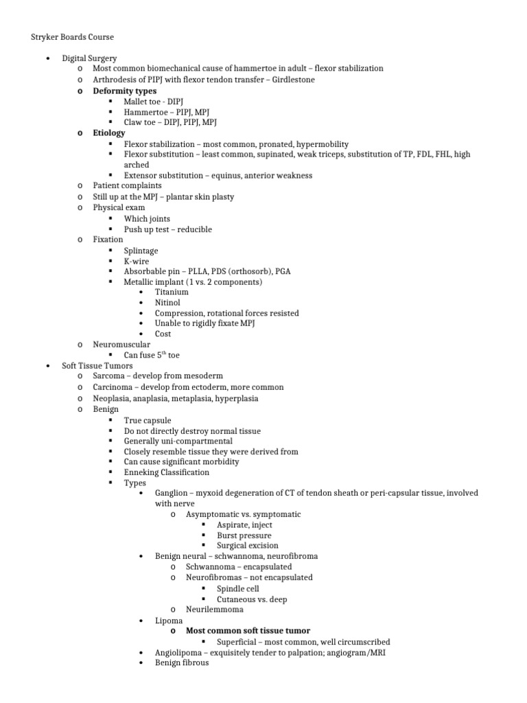 Stryker Boards Course | PDF | Foot | Metastasis