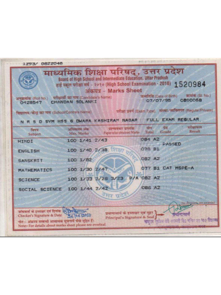 Chandan Marksheet | PDF