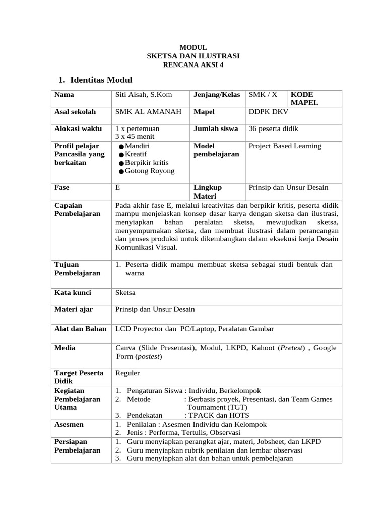 Modul Ajar Sketsa dan Ilustrasi DKV | PDF