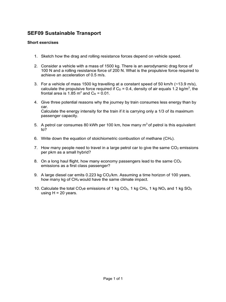 SEF09 Short Exercises | PDF