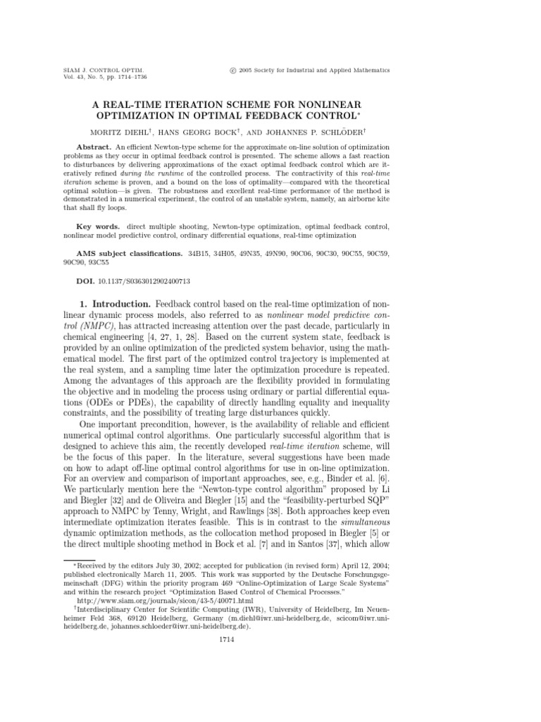 A Real-Time Iteration Scheme For Nonlinear Optimization in Optimal Feedback Control | PDF ...