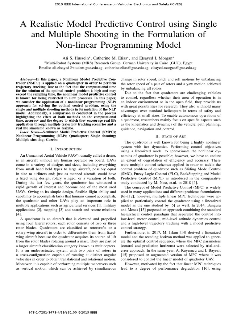 A Realistic Model Predictive Control Using Single and Multiple Shooting ...