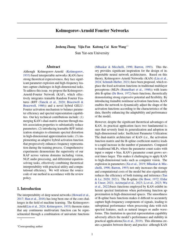 Kolmogorov-Arnold Fourier Networks | PDF | Applied Mathematics | Mathematical Analysis