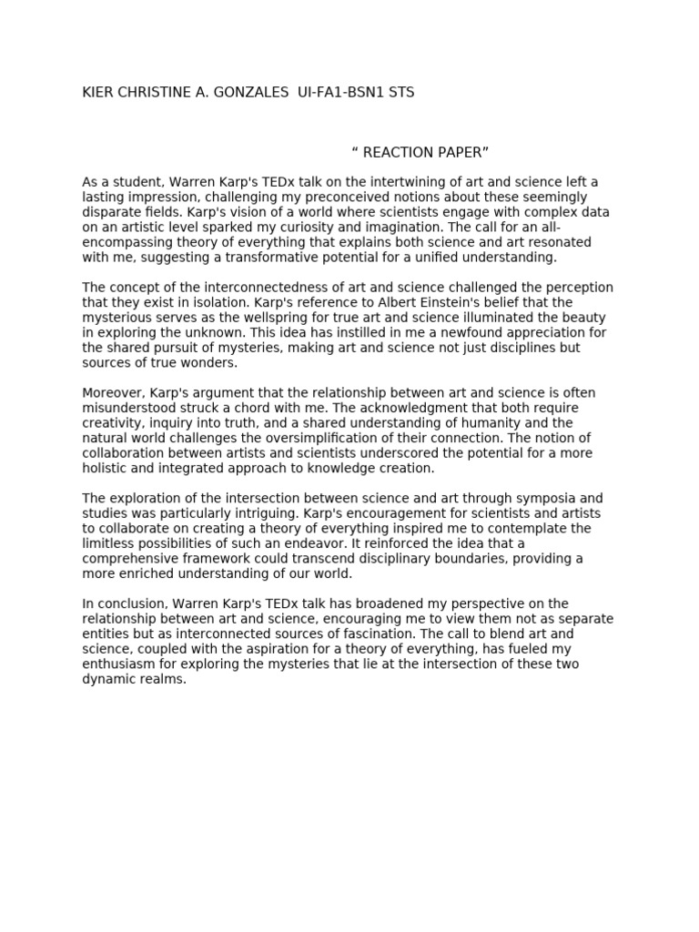 Art and Science: A Unified Perspective | PDF