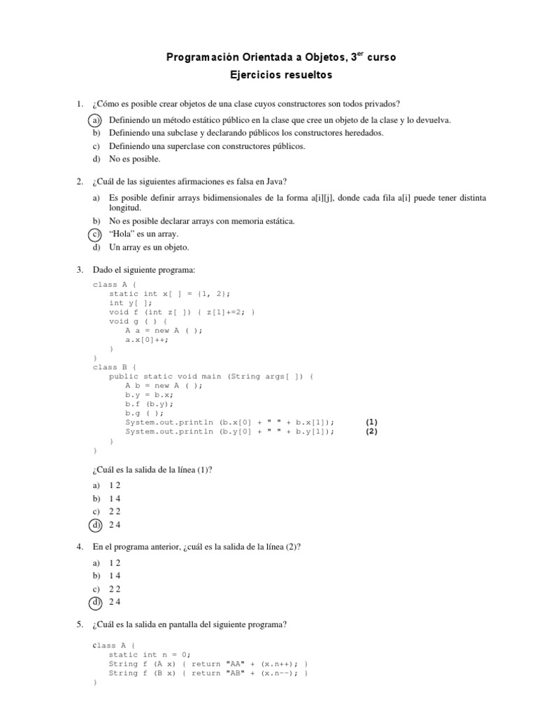 Ejercicios Poo Java | PDF