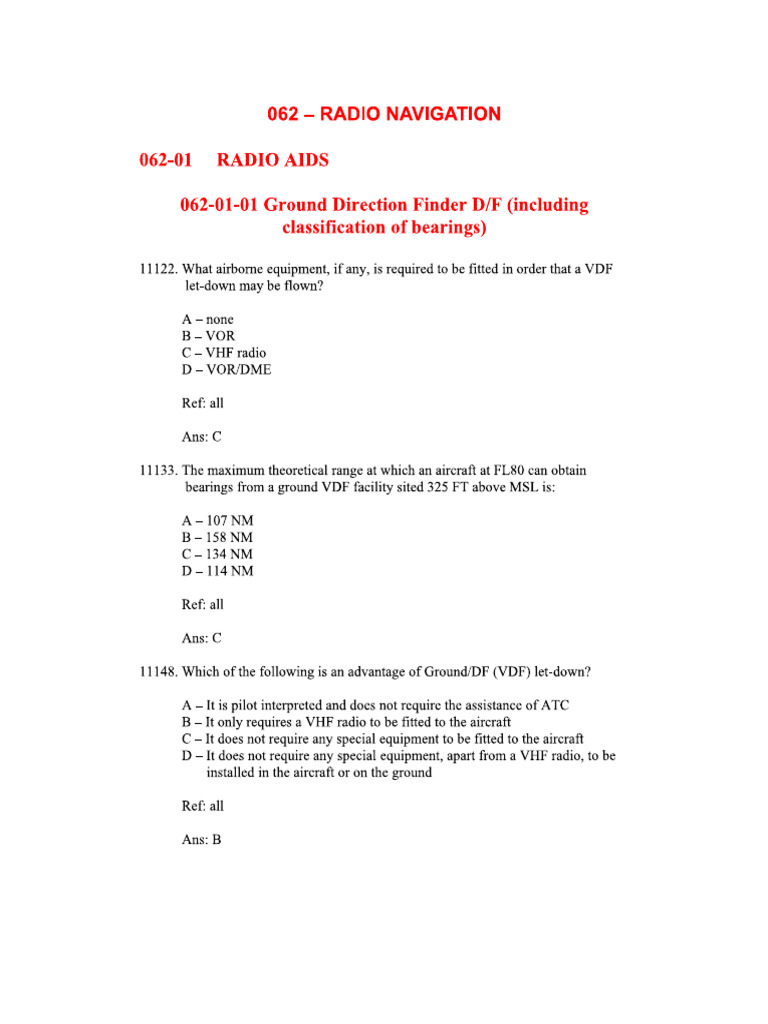 Radio Navigation Q & A | PDF