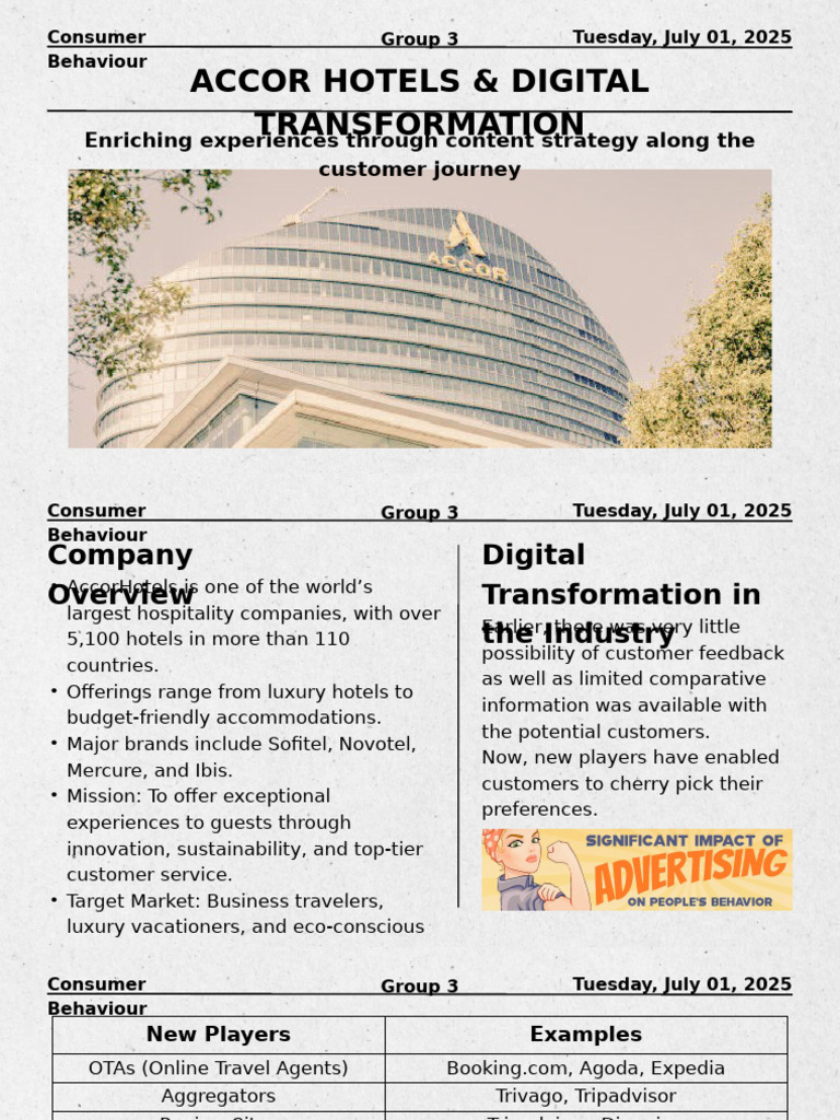 Group 3 - Consumer Behaviour - Accor Hotels | PDF | Social Media ...