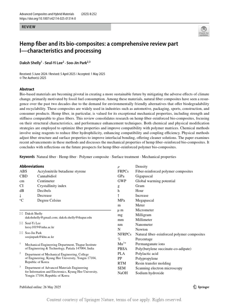 Hemp Fiber and Its Bio-Composites A Comprehensive | PDF | Cellulose ...