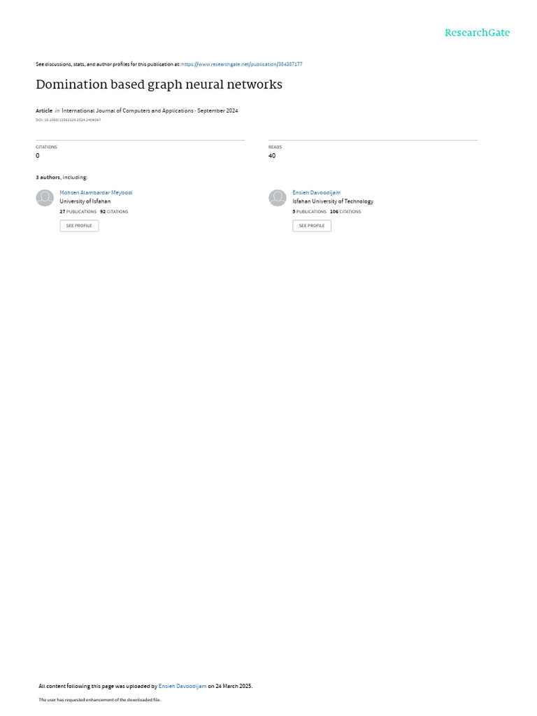 Domination Based Graph Neural Networks: International Journal of Computers and Applications ...