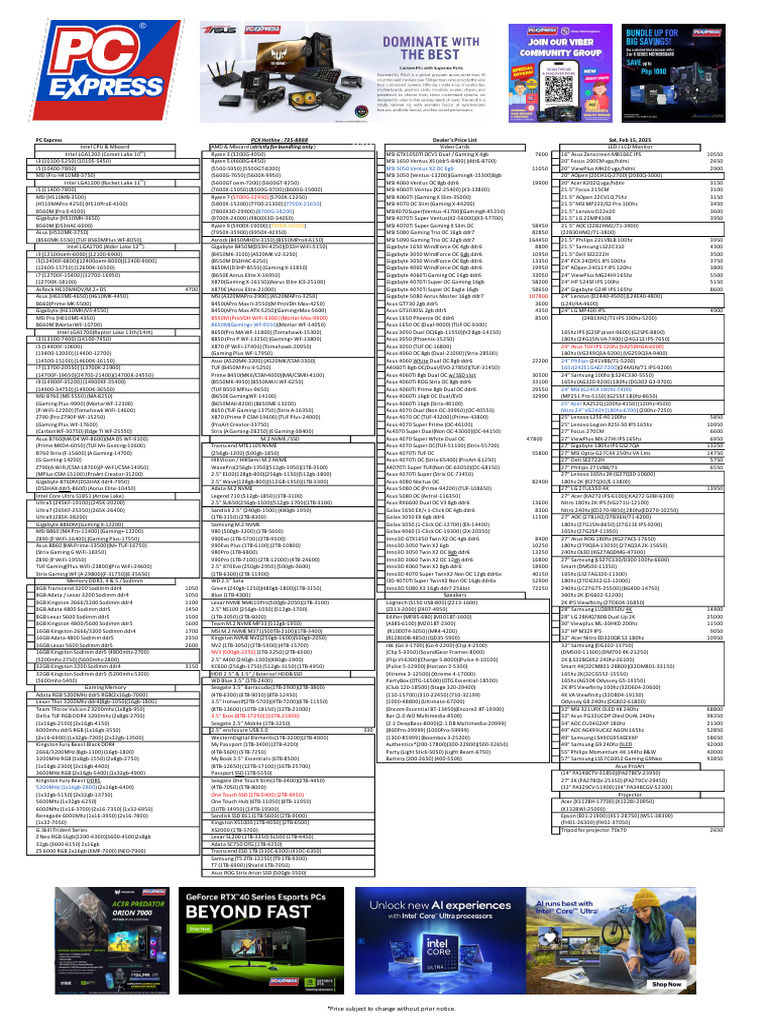 PC Express Price List February 2025 | PDF | Computer Hardware | Computing
