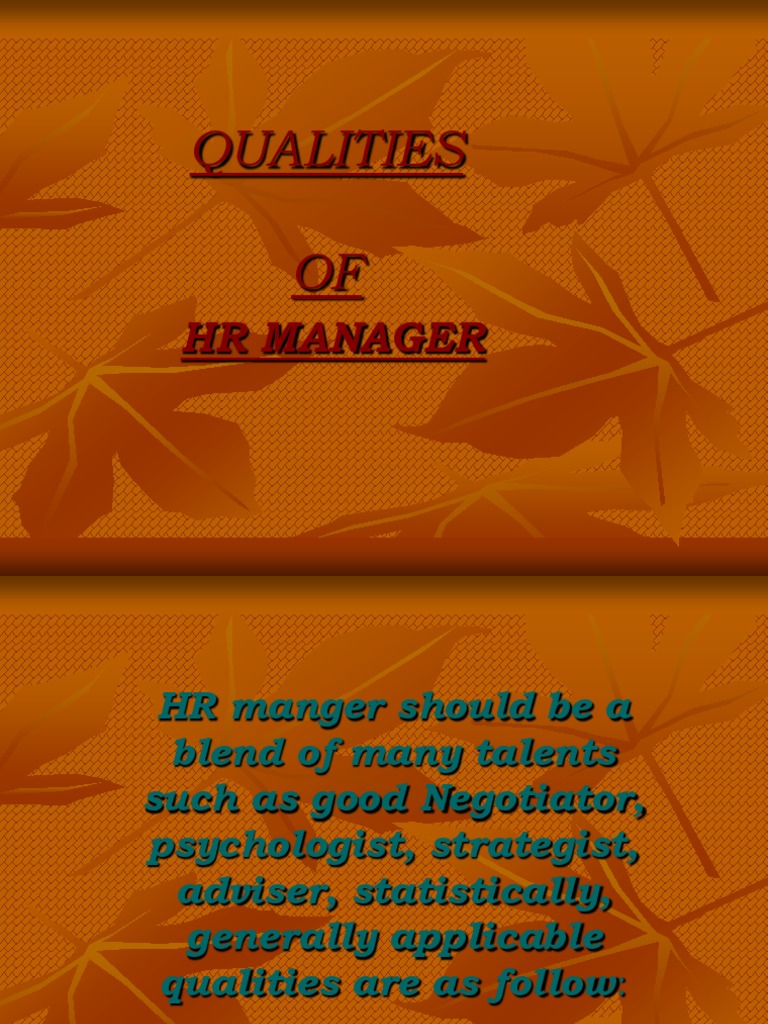 Key Qualities of an HR Manager | PDF