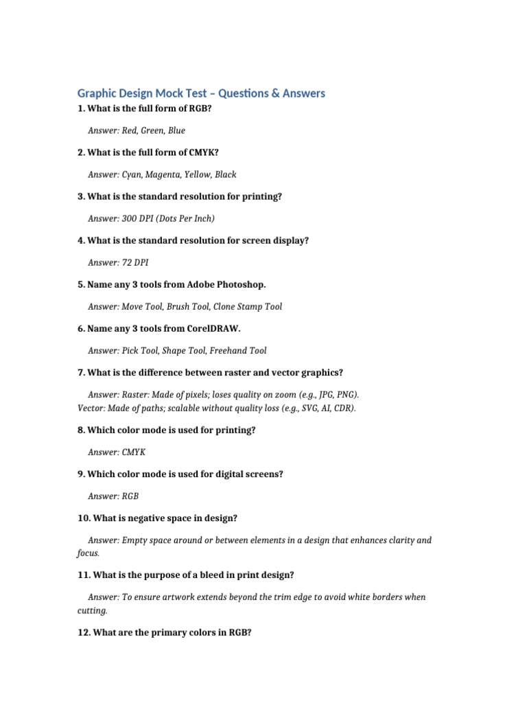 Graphic Design Mock Test | PDF