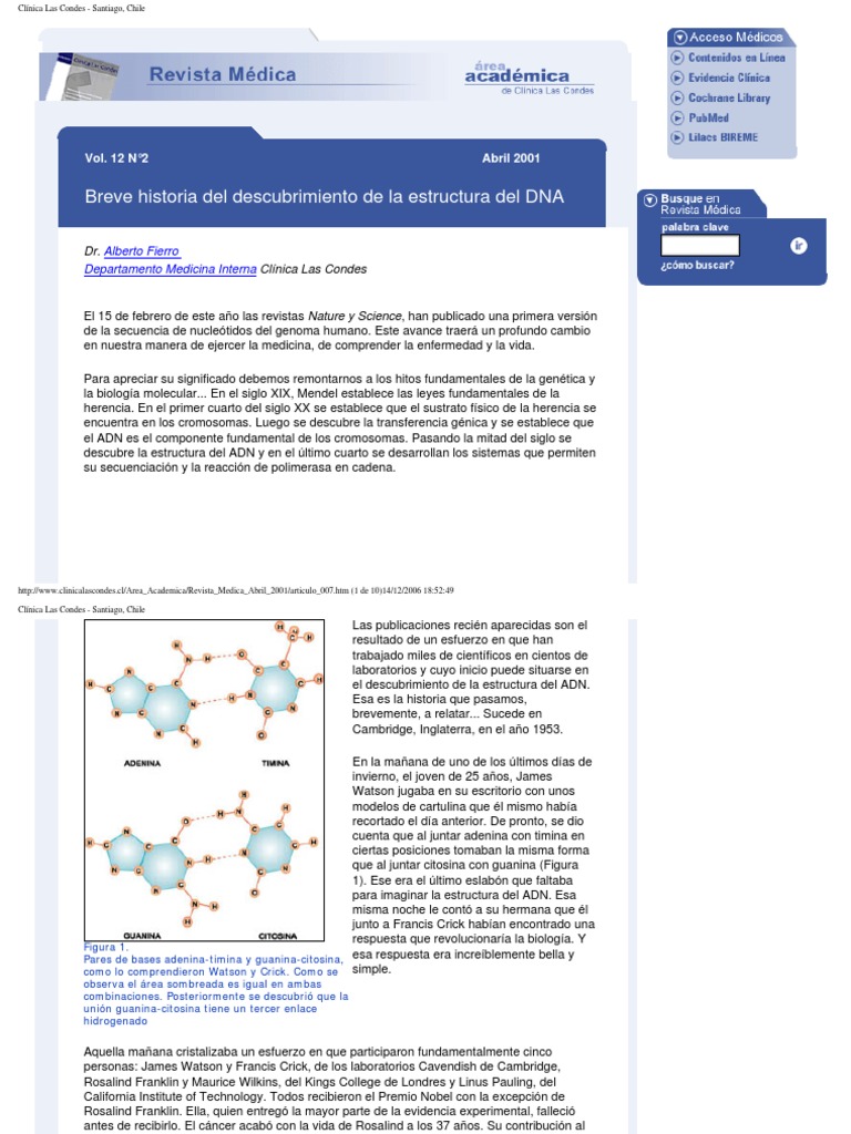 Breve Historia Sobre Descubrimiento de La Doble Hélice de ADN | PDF | Francis Crick | James Watson