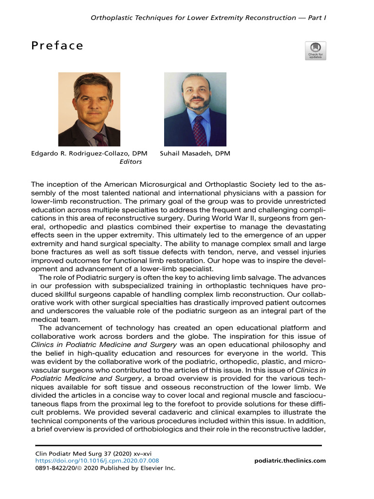 Preface 2020 Clinics in Podiatric Medicine and Surgery | PDF | Medicine ...