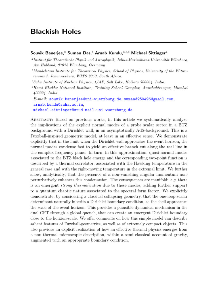 Blackish Holes | PDF | Logarithm | Black Hole