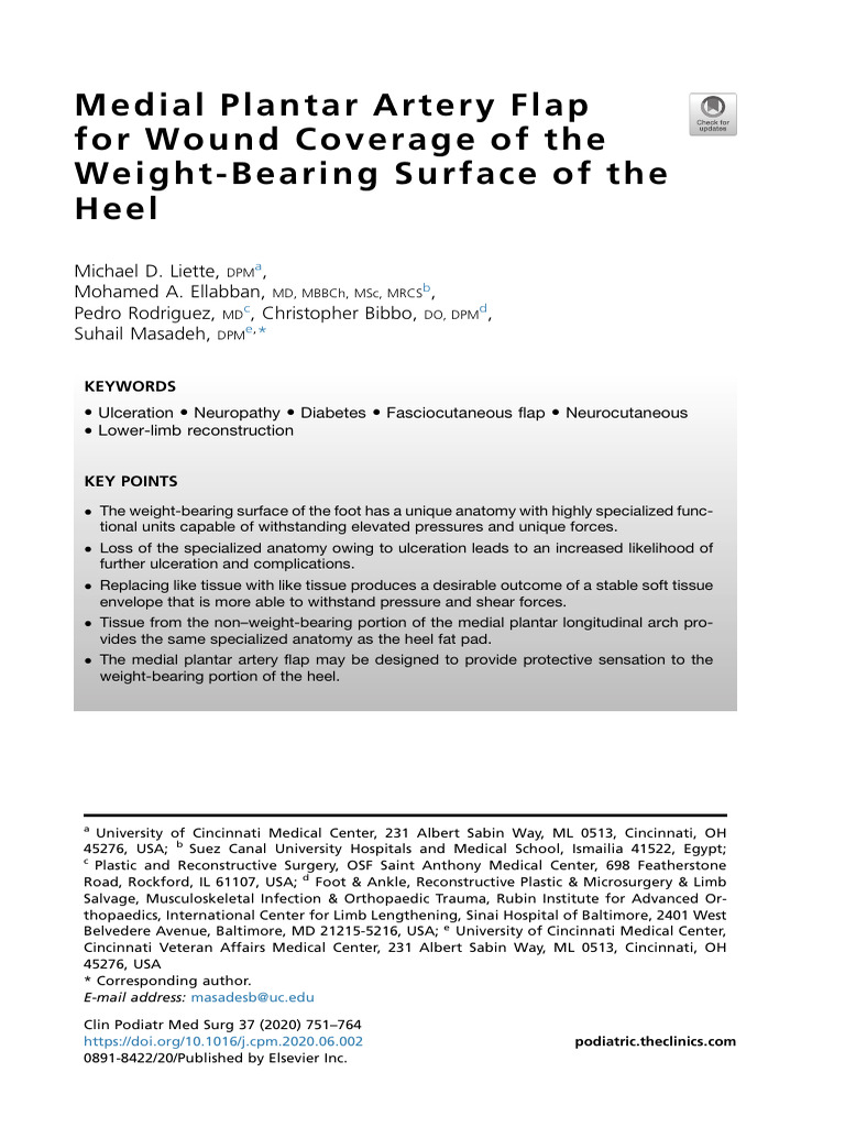 Medial Plantar Artery Flap For Wound Coverage of 2020 Clinics in ...