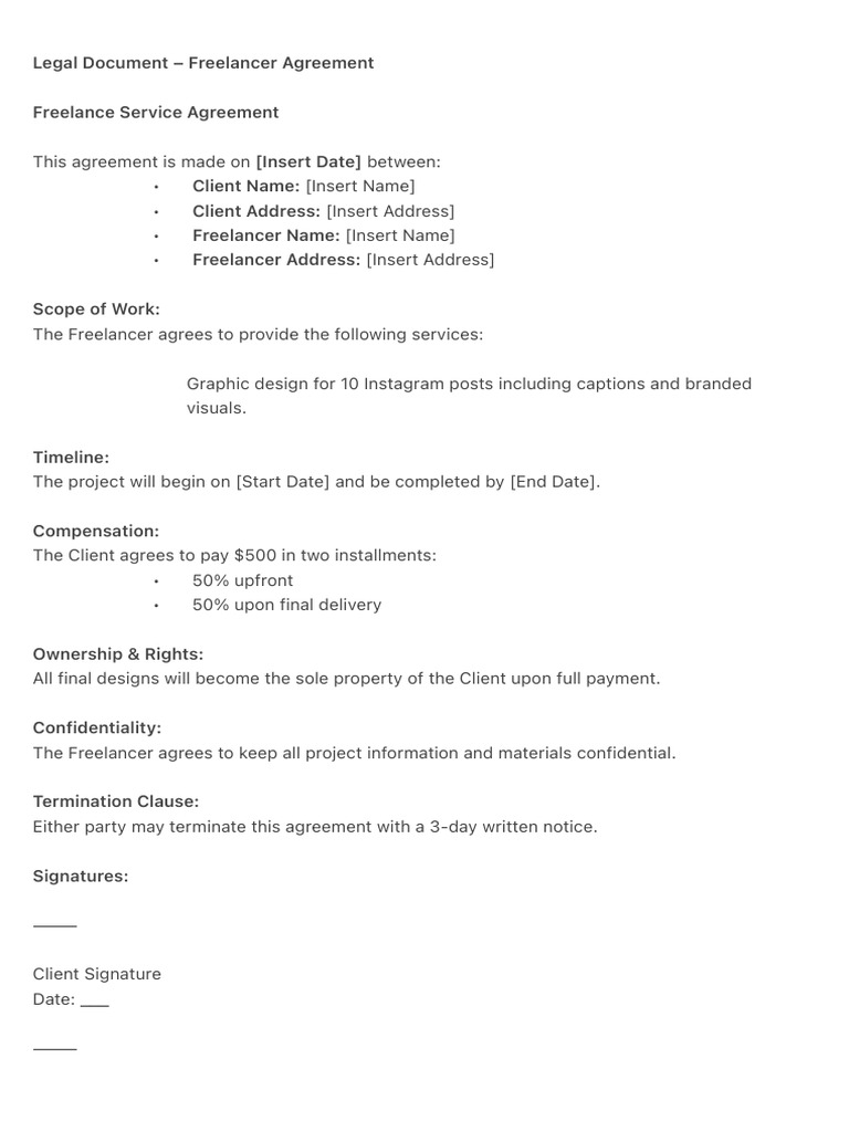 Legal Document - Freelancer Agreement | PDF